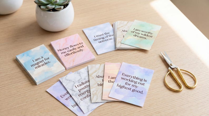 Printable Affirmation Cards, Pastel Marble, Law of Attraction (digital ...