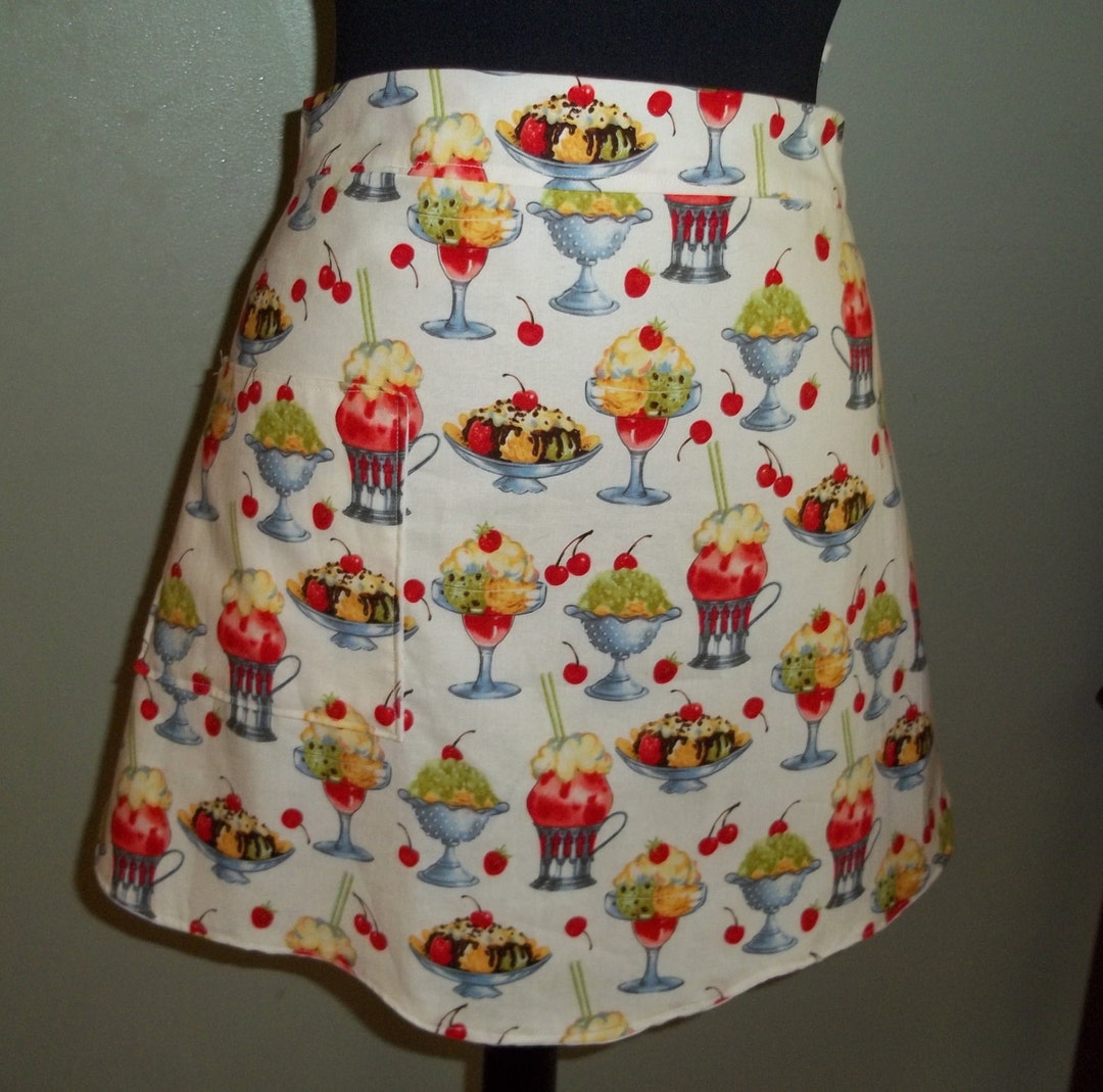 Last One--cheery Cherries Half or Waist Apron With Scalloped Bottom in ...