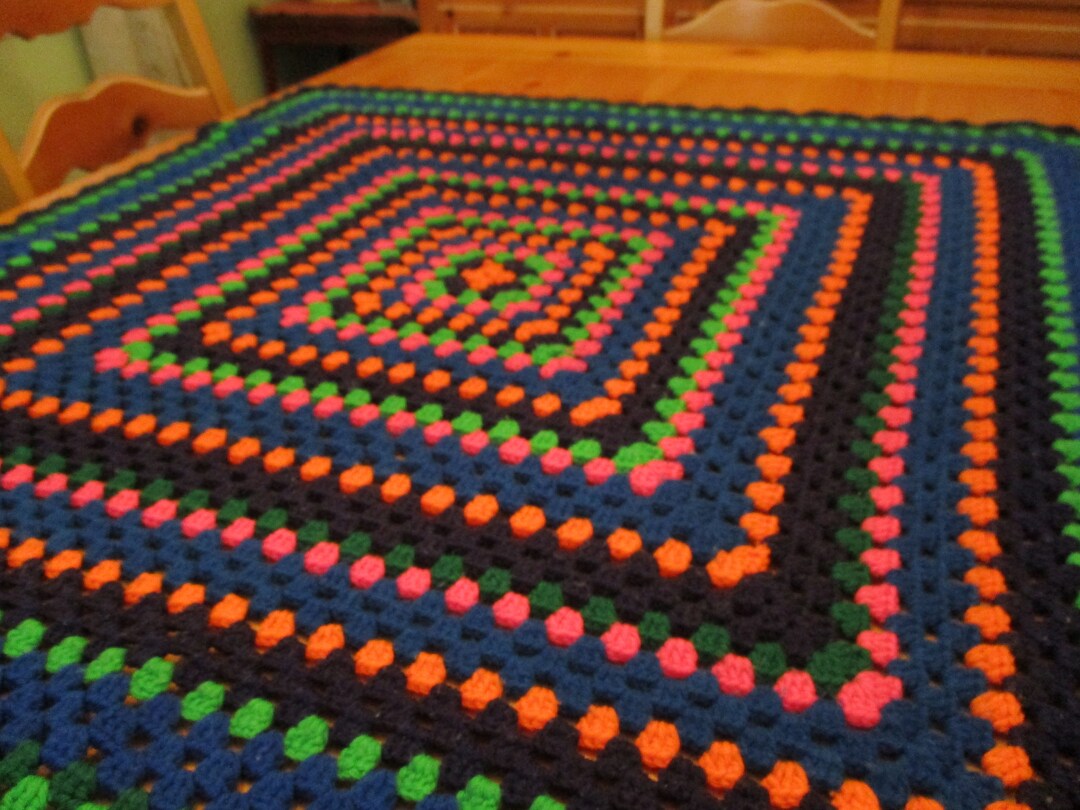 Vintage Multi BOHO Continuous Never Ending Squares Openwork Handmade ...