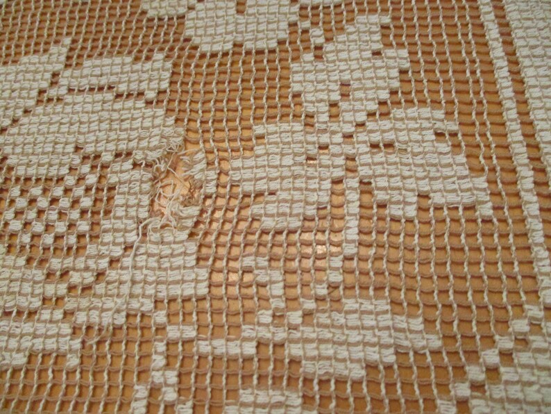 Vintage Quaker Lace Style Two Tone Tablecloth Oblong 55 - Etsy