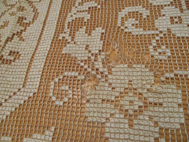 Vintage Quaker Lace Style Two Tone Tablecloth Oblong 55 - Etsy