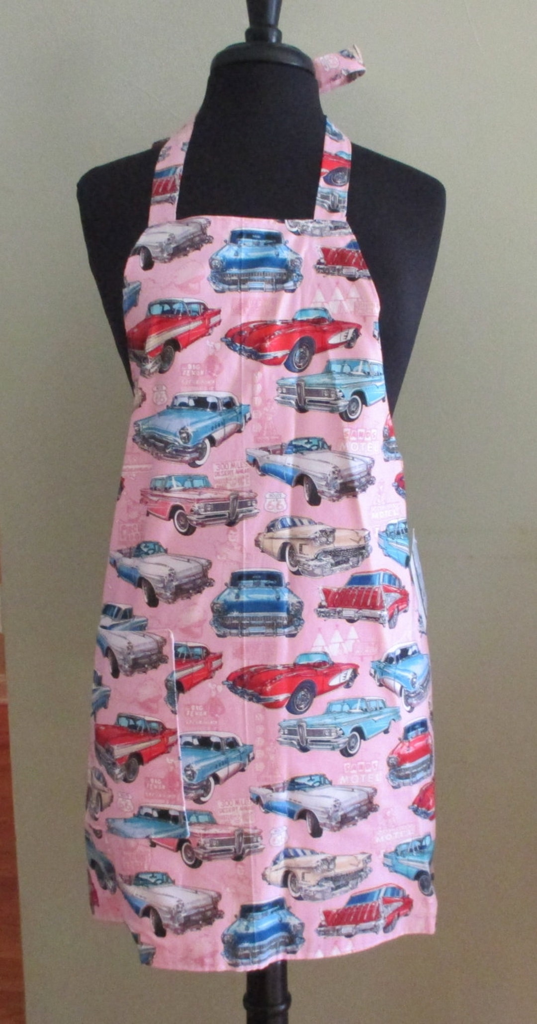 Last One-women's Pink BBQ or Bib Full Reversible Apron With Classic ...