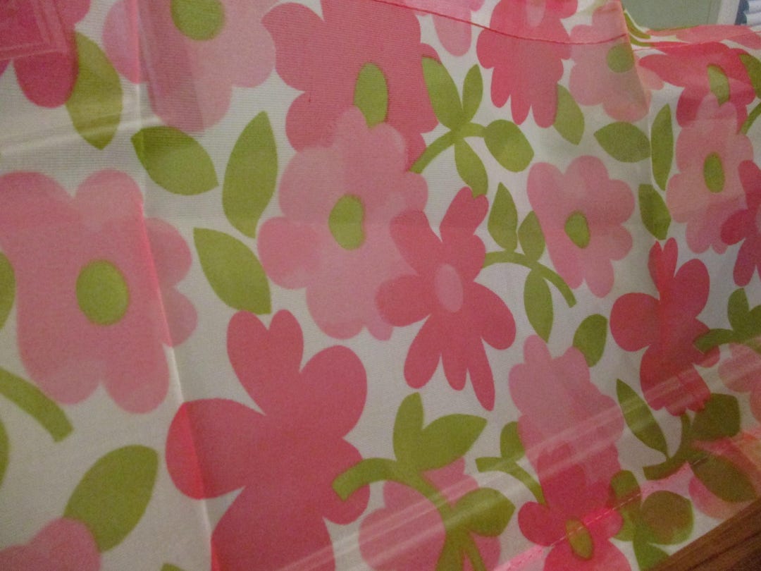 True Vintage 3 Pc Set Sheer Flower Power Kitchen Curtains Valance and ...