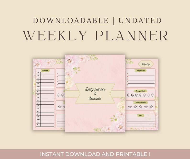 PRINTABLE Weekly Planner, School, Work & Home Organization (digital ...
