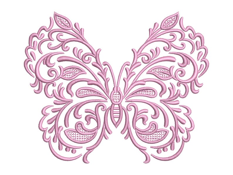 Pink Lace Butterfly Embroidery Design Elegant Filigree (digital ...