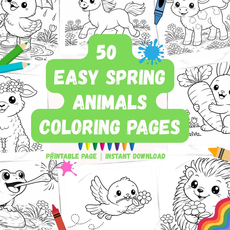 50 Easy Spring Animals Coloring Pages for Kids | Toddler Coloring Book ...