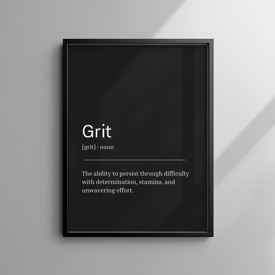 Grit Definition Poster | Minimalist Motivational Wall Art | Quote Print ...