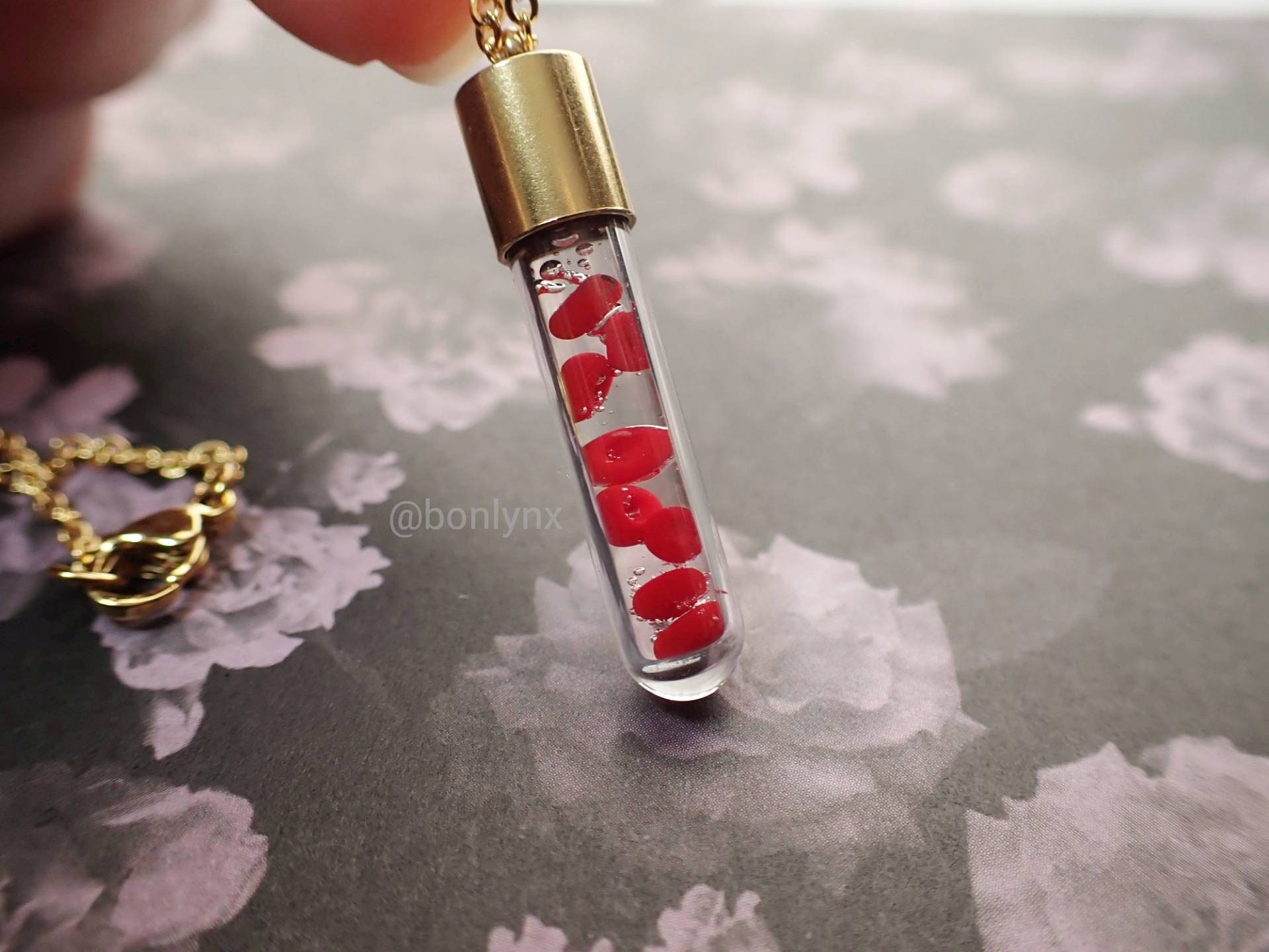 GOLD Necklace RED Blood Cells Magnified Specimen Mini Tube Vial ...