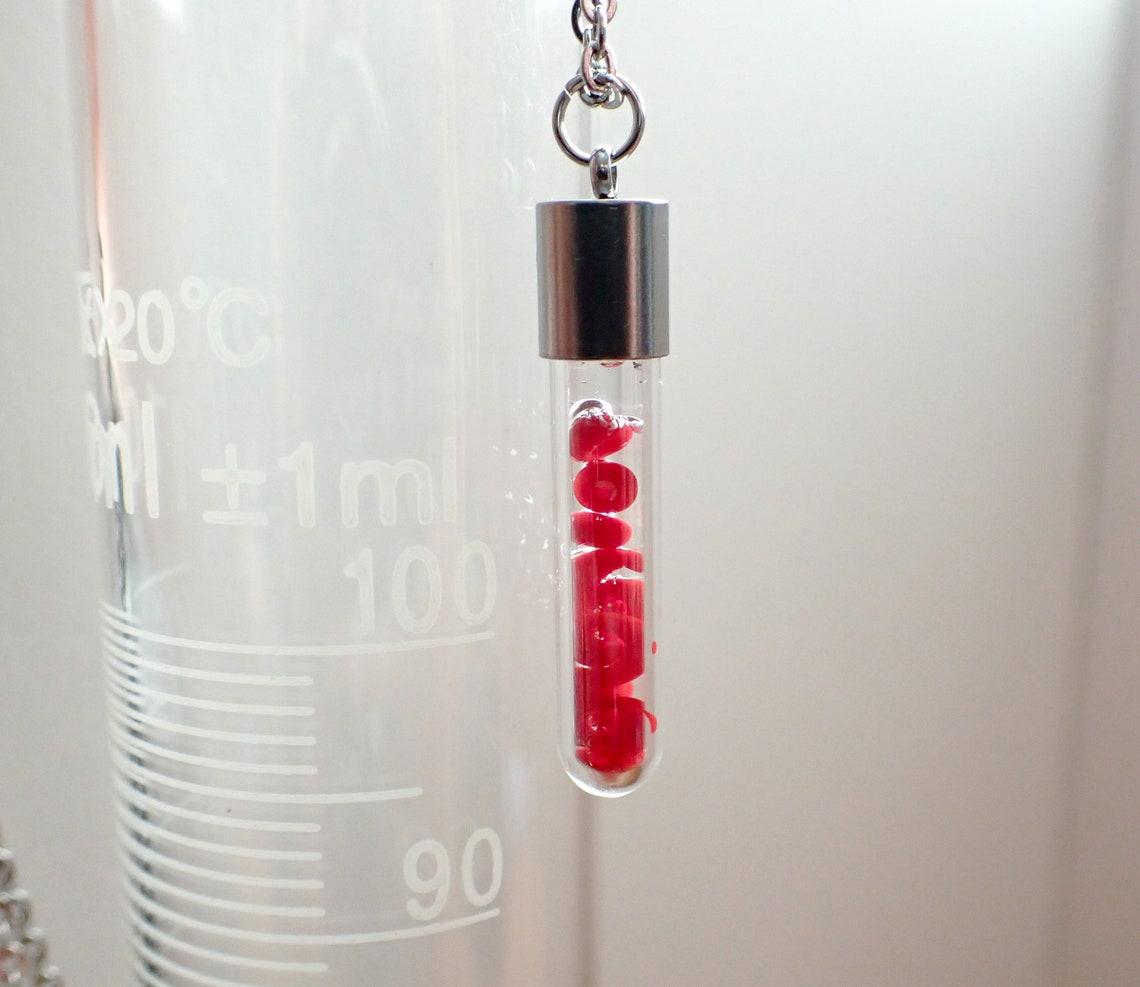 GOLD Necklace RED Blood Cells Magnified Specimen Mini Tube Vial ...