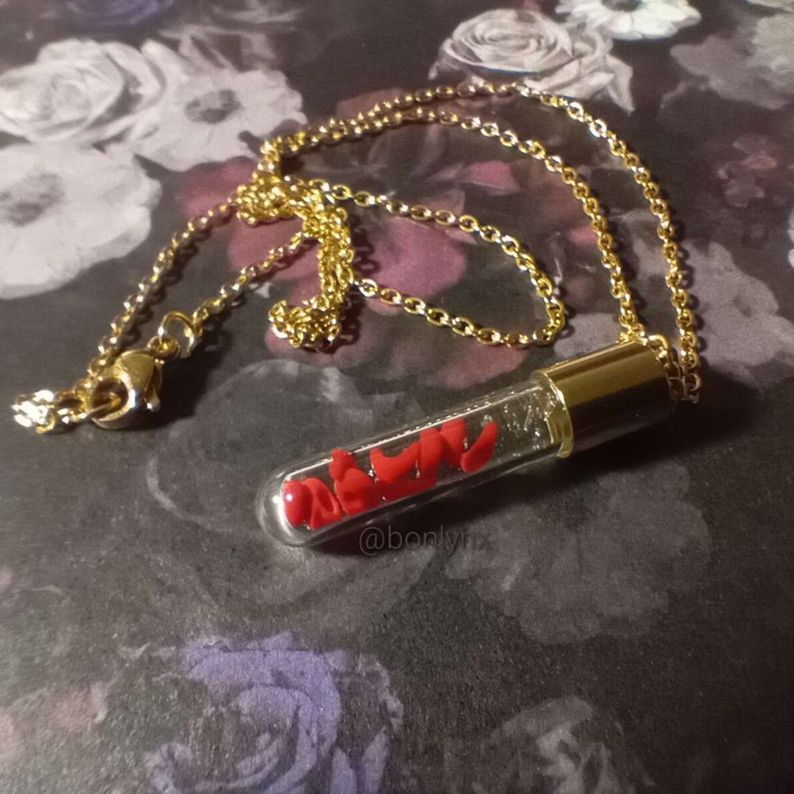 GOLD Necklace RED Blood Cells Magnified Specimen Mini Tube Vial ...