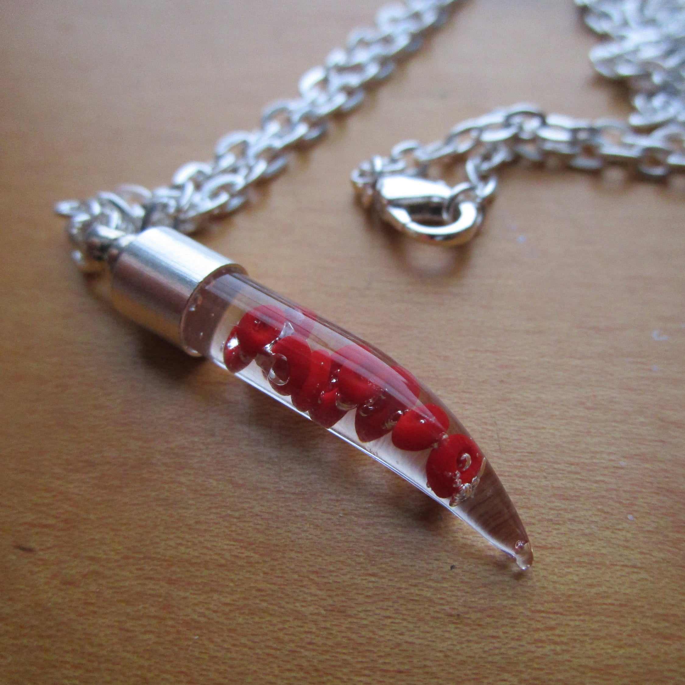 GOLD Necklace RED Blood Cells Magnified Specimen Mini Tube Vial ...