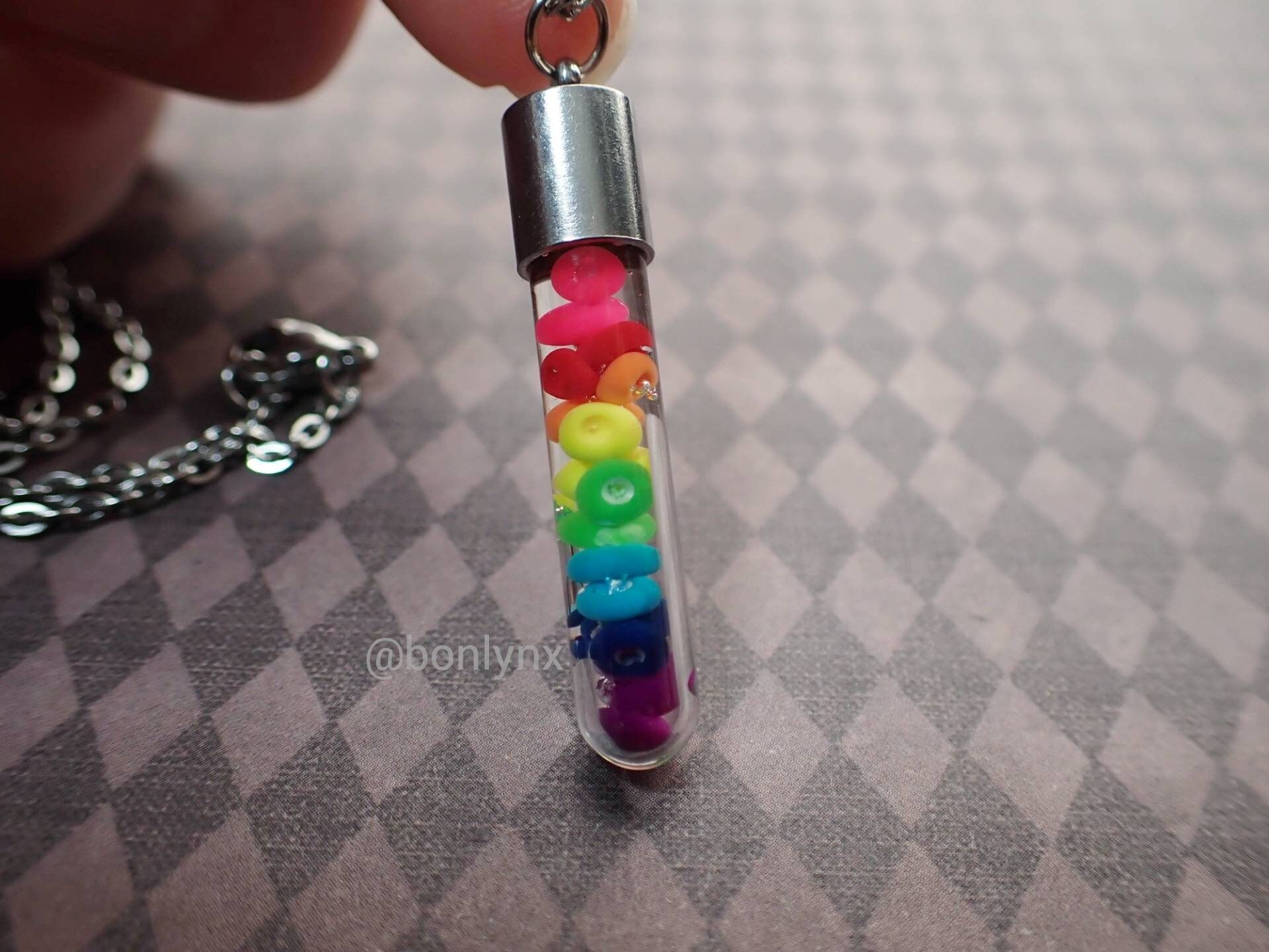 SILVER Necklace RAINBOW Blood Cells Magnified Specimen Tube Vial ...