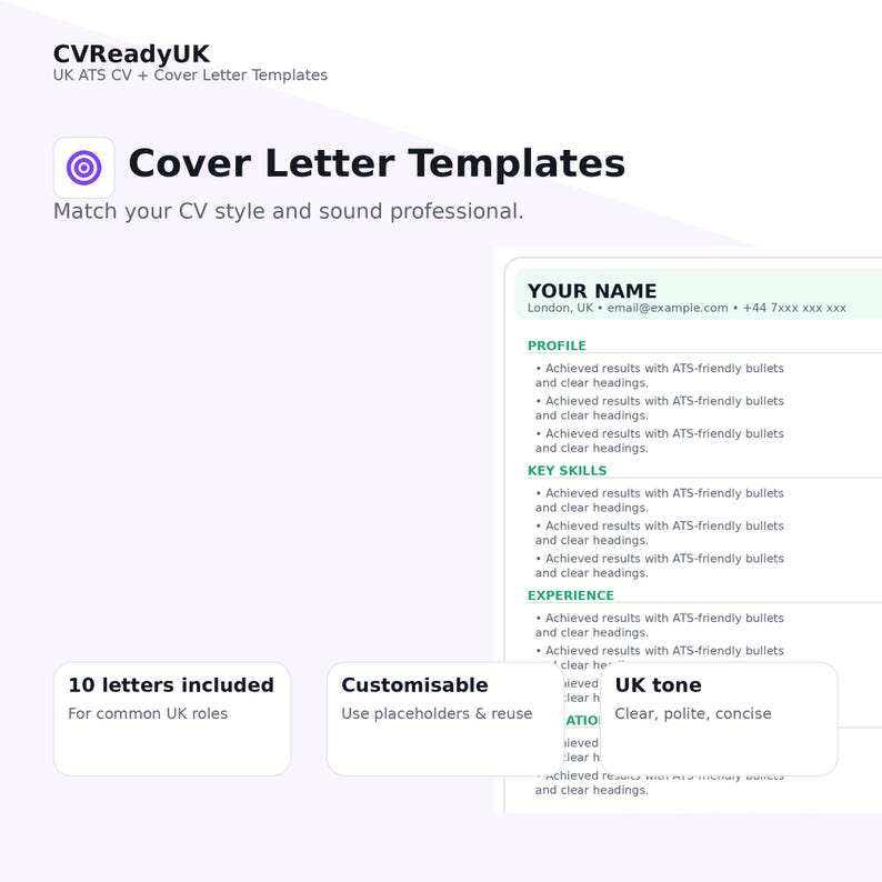 UK ATS CV & Cover Letter Templates Bundle | Word + Google Docs ...