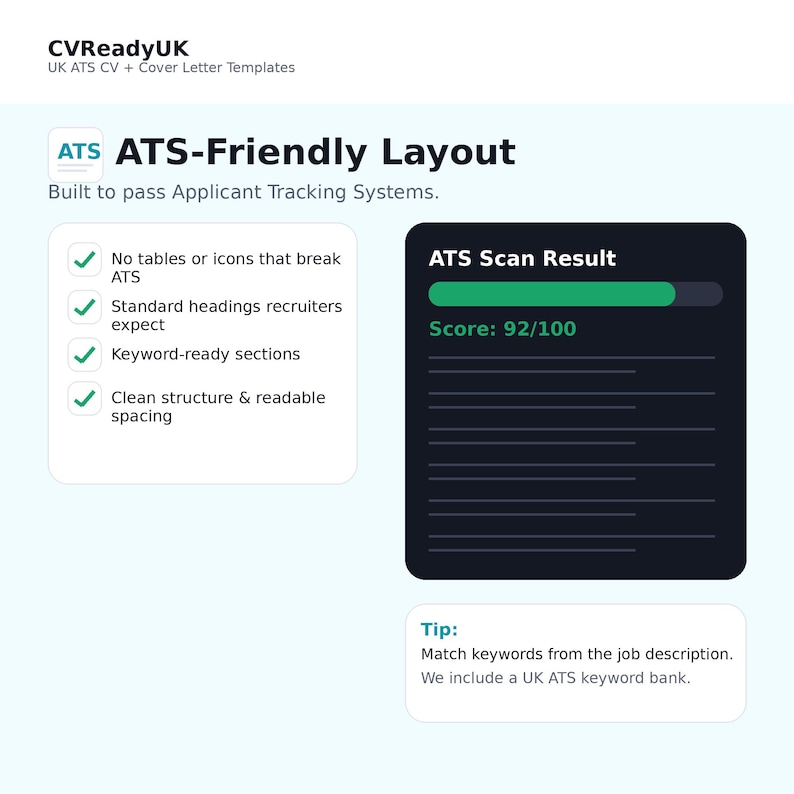 UK ATS CV & Cover Letter Templates Bundle | Word + Google Docs ...