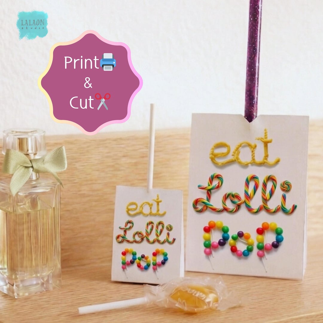 Printable Lollipop Holder, Valentine's Day Wrap, Eat Lollipop, Cut and ...
