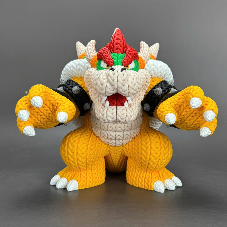 Bowser-inspired 3D Printed Figure | Knitted-style Texture | Multipart ...
