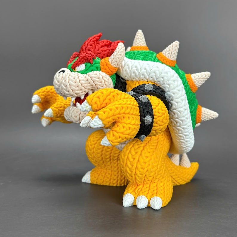 Bowser-inspired 3D Printed Figure | Knitted-style Texture | Multipart ...