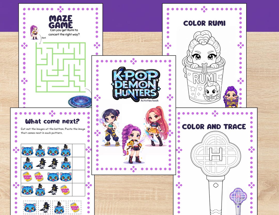 K-pop Demon Hunters Activity Book: Maze, Coloring, Patterns (digital ...