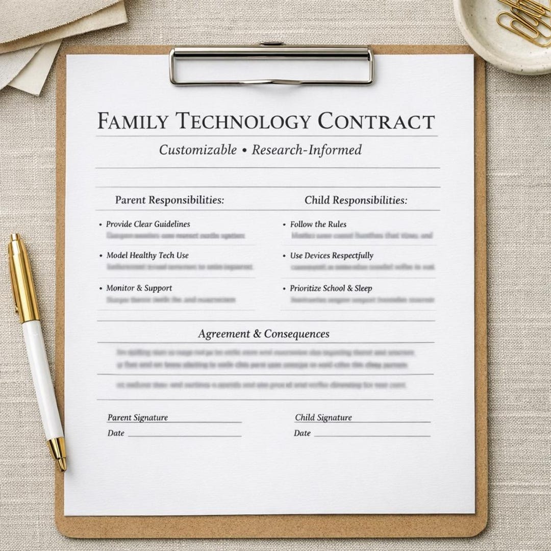 Calm Tech Parenting Pamphlet and Custom Family Technology Contract ...