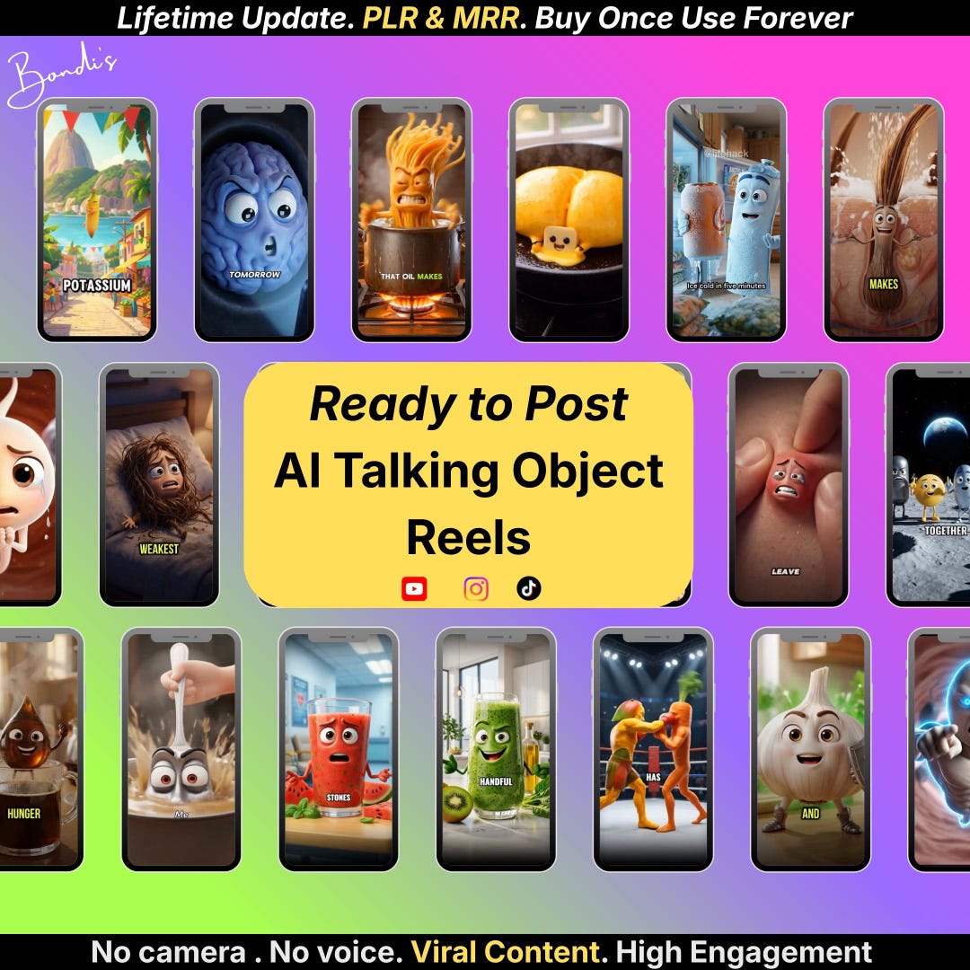 AI Talking Object Reels Bundle Viral Faceless Tiktok Instagram Content ...