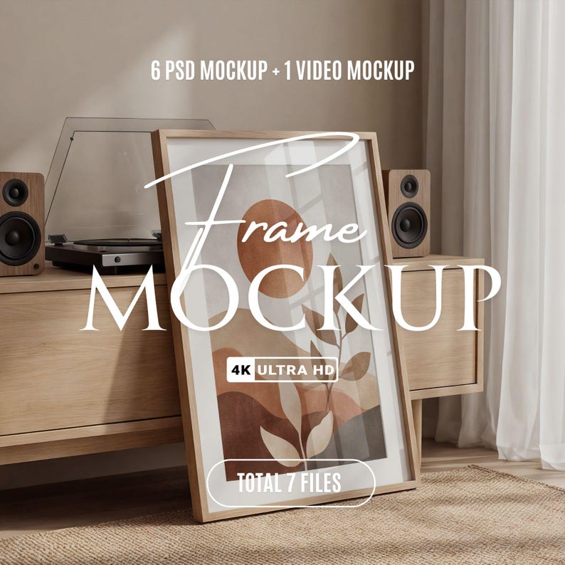 6 PSD 4K Resolution and 1 Video Vertical Wood Frame Mock Up - Etsy ...