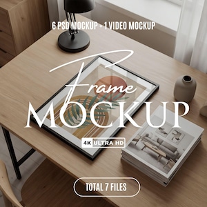 6 Psd 4K Resolution and 1 Video Frame Mockup, Vertical Poster Wall Art Template - Etsy