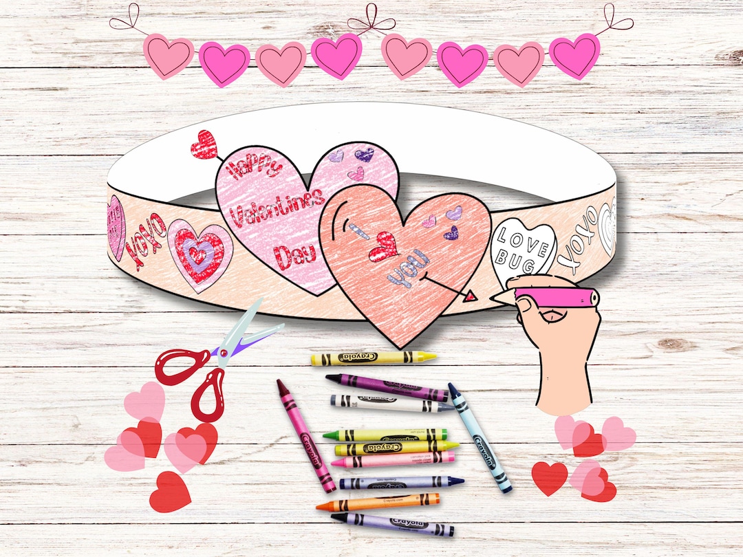 Valentine's Day Paper Crown, Kids Coloring Craft (digital Download) - Etsy