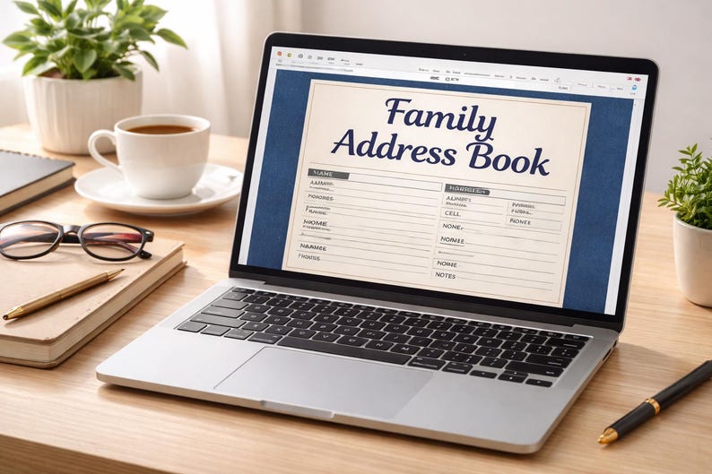 Family Address Book Printable Alphabetical Contact Planner 110 Pages ...
