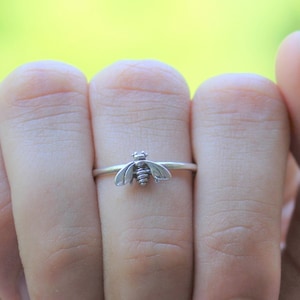 Silver Bee Ring Sterling Silver Unique Stacking Ring Gift - Etsy Canada