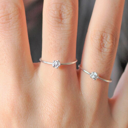 925 Silver Rose Ring - Etsy