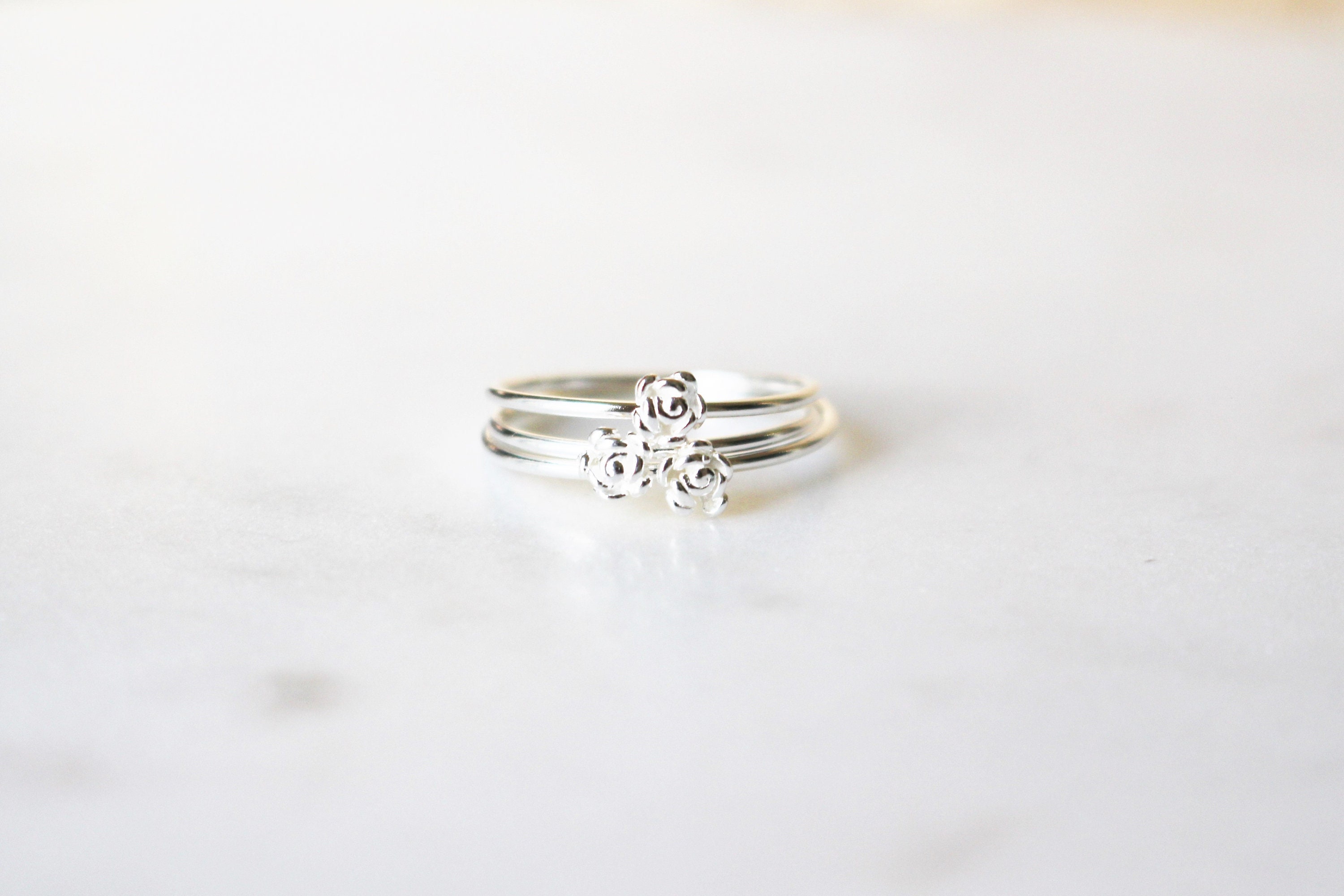 Silver Rose Ring Sterling Silver Flower Ring Dainty Trendy | Etsy