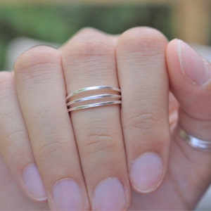 Sterling Silver Layered Ring | Triple Band Stackable Ring | 925 Trendy ...