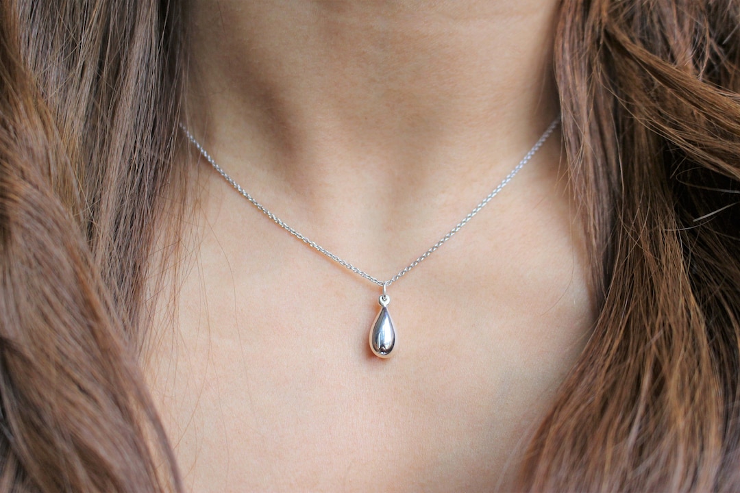 Dainty Teardrop Necklace in Sterling Silver, Silver Drop Layering ...