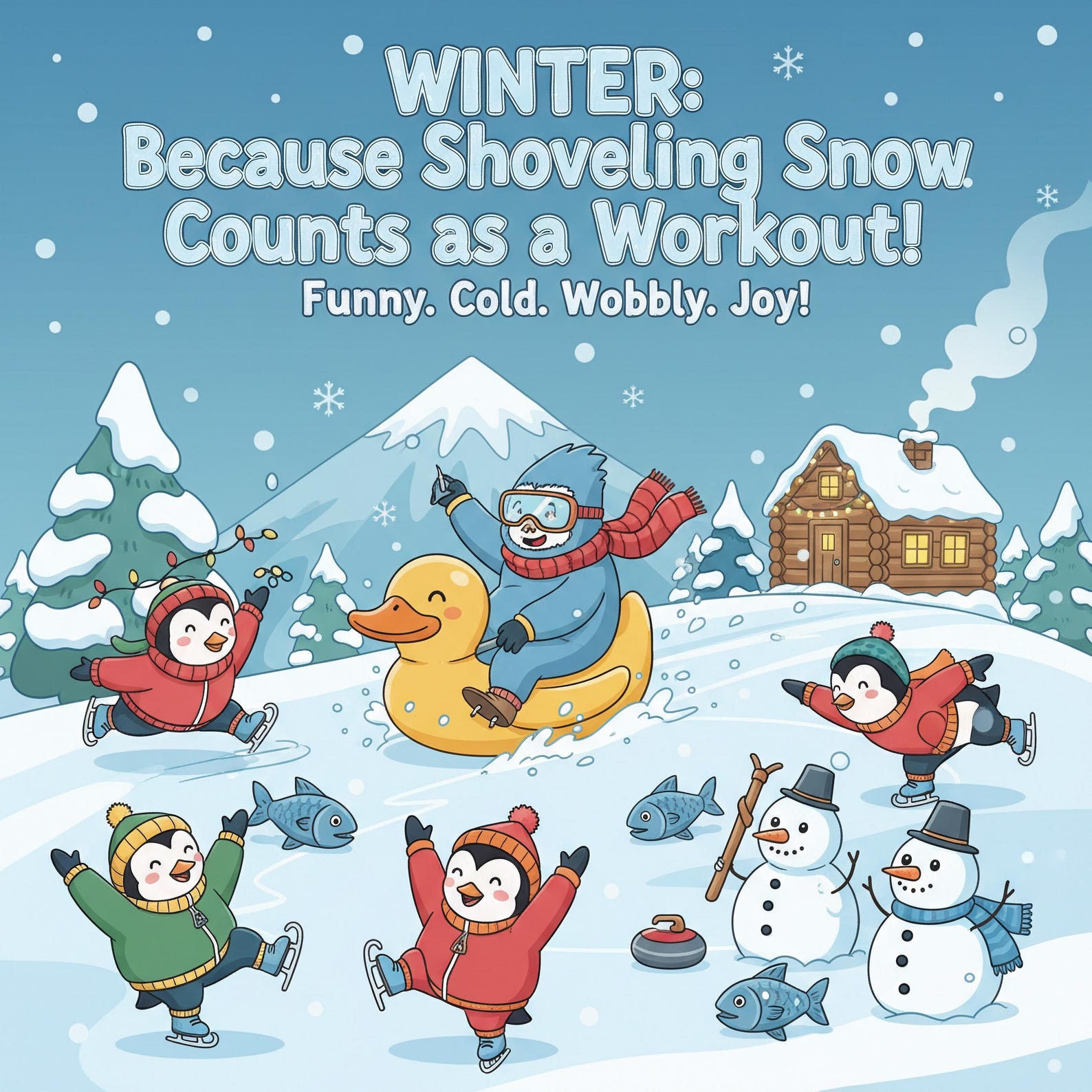 Funny Winter Snowman Shoveling Snow Counts as a Workout | Humorous Cold ...