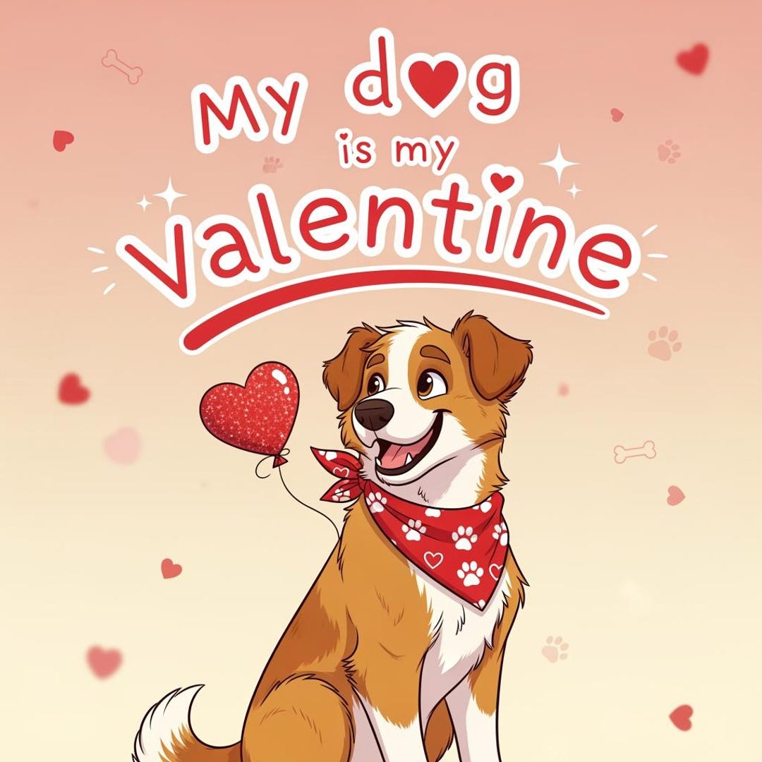 Valentine’s Day Dog Digital Print | Pet Lover Art - Etsy