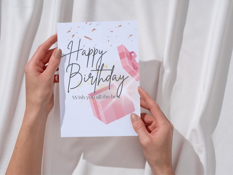 Printable Happy Birthday Card, Pastel Gift Box Design (digital Download ...