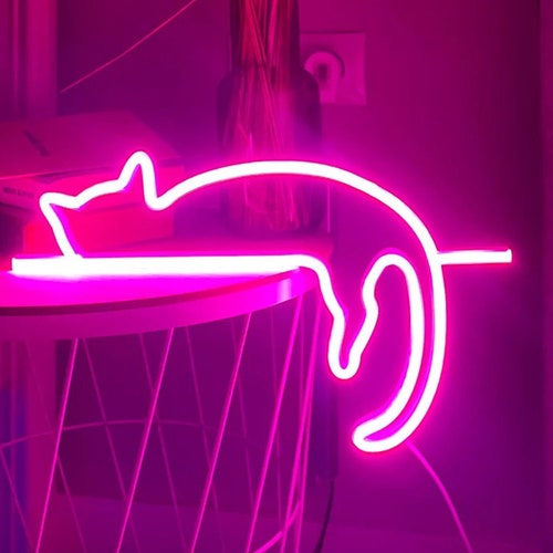 Cat Neon Sign Art Decor Neon Light Wall Art Signs Cute Cat - Etsy