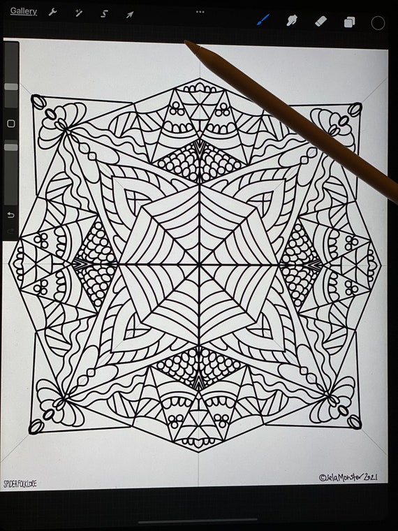 Spider Folklore Mandala Coloring Page | Etsy