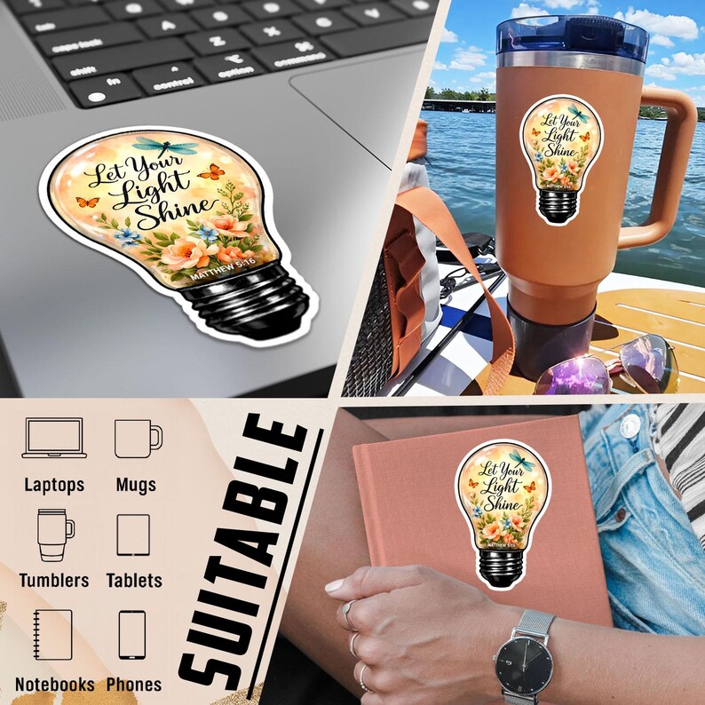 Let Your Light Shine Matthew 5:16 Sticker Christian Bible Verse Faith ...