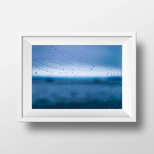Blue Raindrop Print, Spider Web Print, Water Drop Photo, Digital Water ...