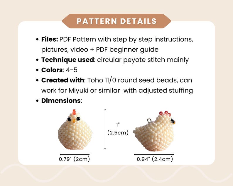 Beaded Chicken Pattern PDF • 3D Seed Bead Tutorial | Peyote Stitch ...