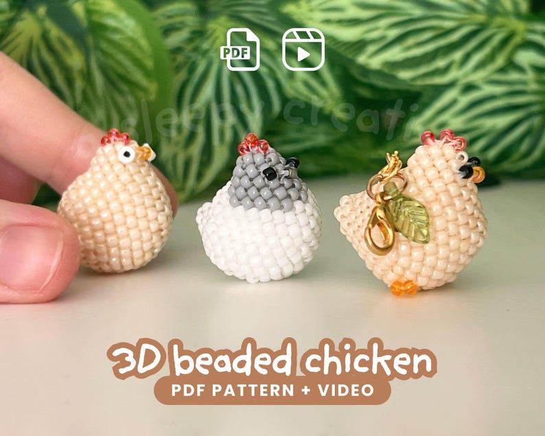 Beaded Chicken Pattern PDF • 3D Seed Bead Tutorial | Peyote Stitch ...
