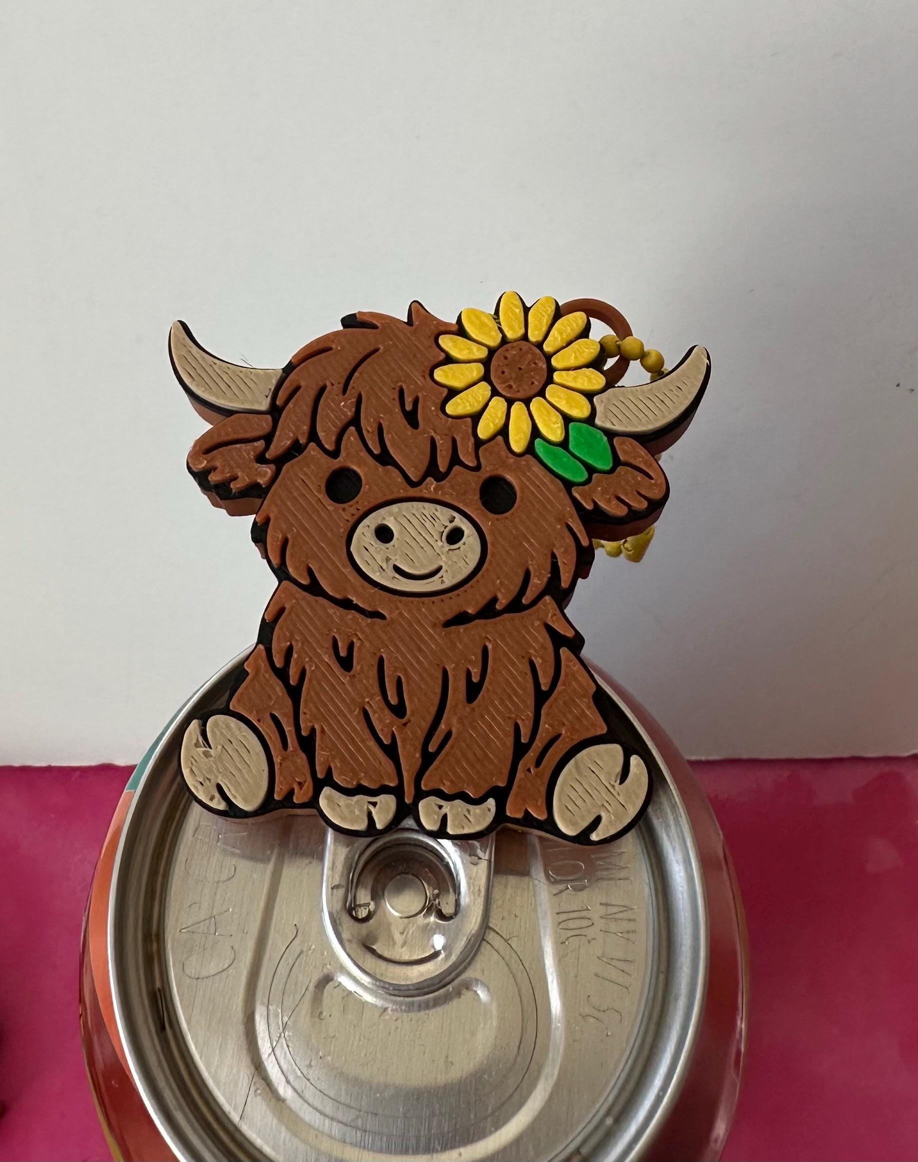 HIGHLAND COW Yellow Sunflower 3D Printed Can Beverage Tab Opener ...