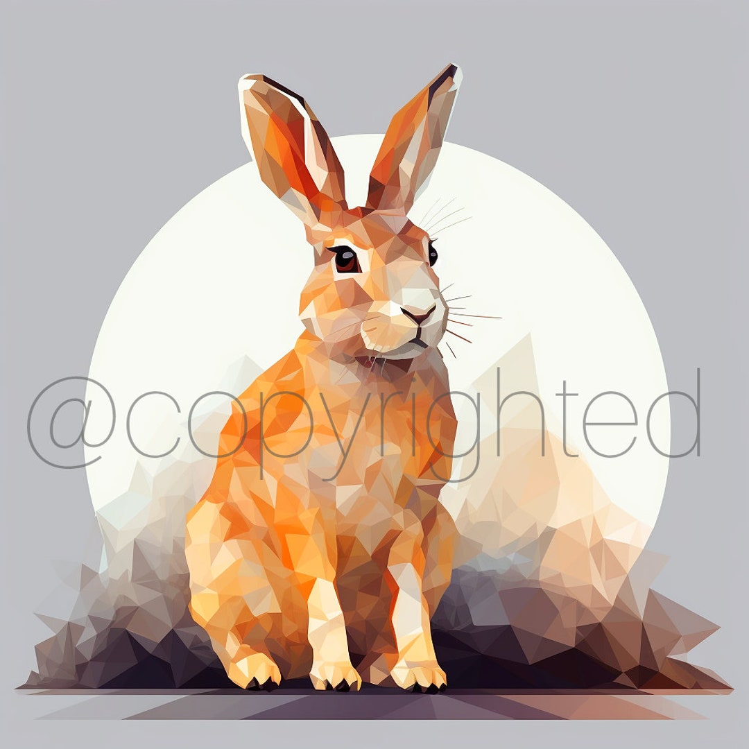 Low Poly Bunny Artwork Low Poly Art bunny Artprintable - Etsy