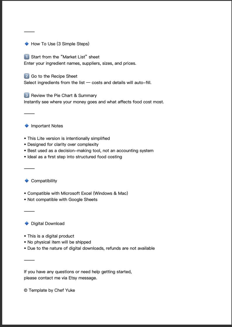 Restaurant Food Costing Template (owner View) | Excel Spreadsheet | Top ...