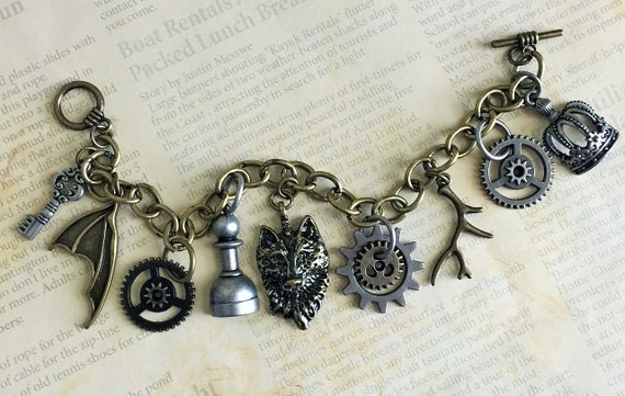 Fantasy Bracelet Wolf Dragons Castle Winter Charm Bracelet | Etsy