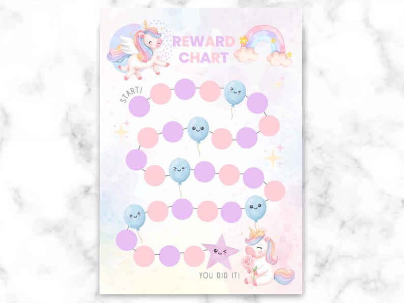 Unicorn Reward Chart Printable | Behavior Chart | Girls Chore Chart ...
