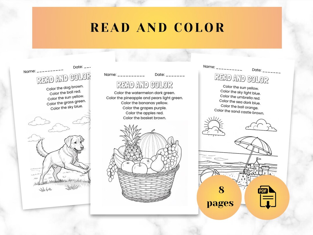 Kindergarten Read and Color Worksheets | Reading Comprehension (PDF ...