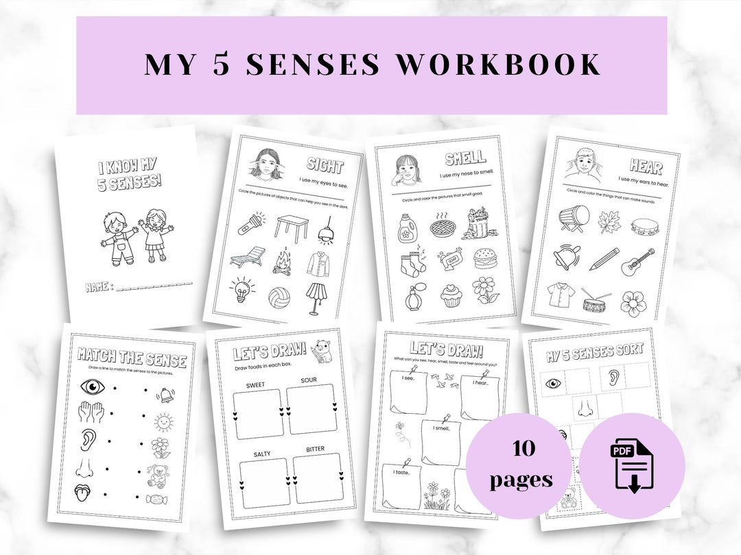 My Five Senses Workbook for Kids | Kindergarten Science Activity ...