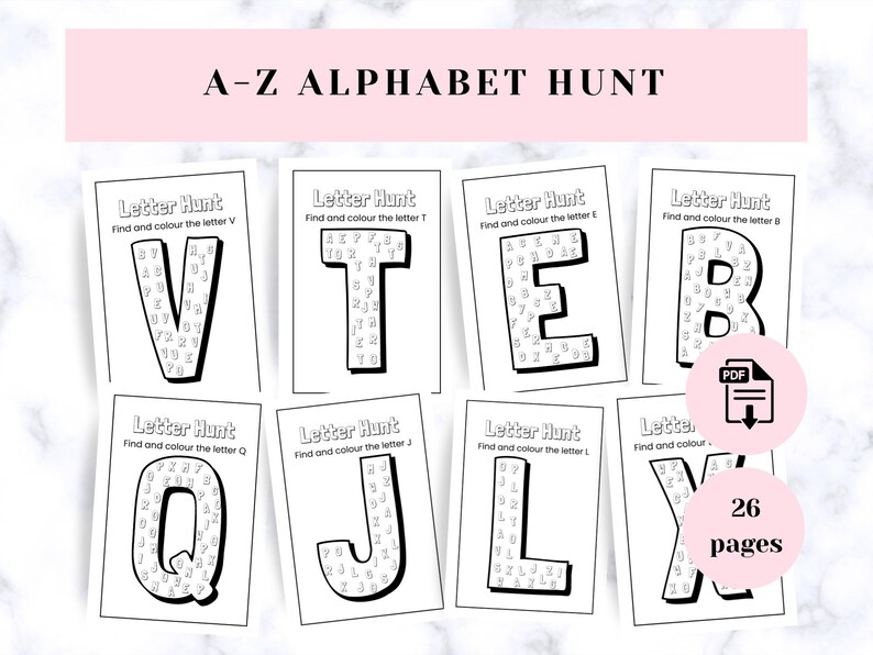 Alphabet A-Z Hunt Worksheet – Printable Letter Activity (PDF Download ...